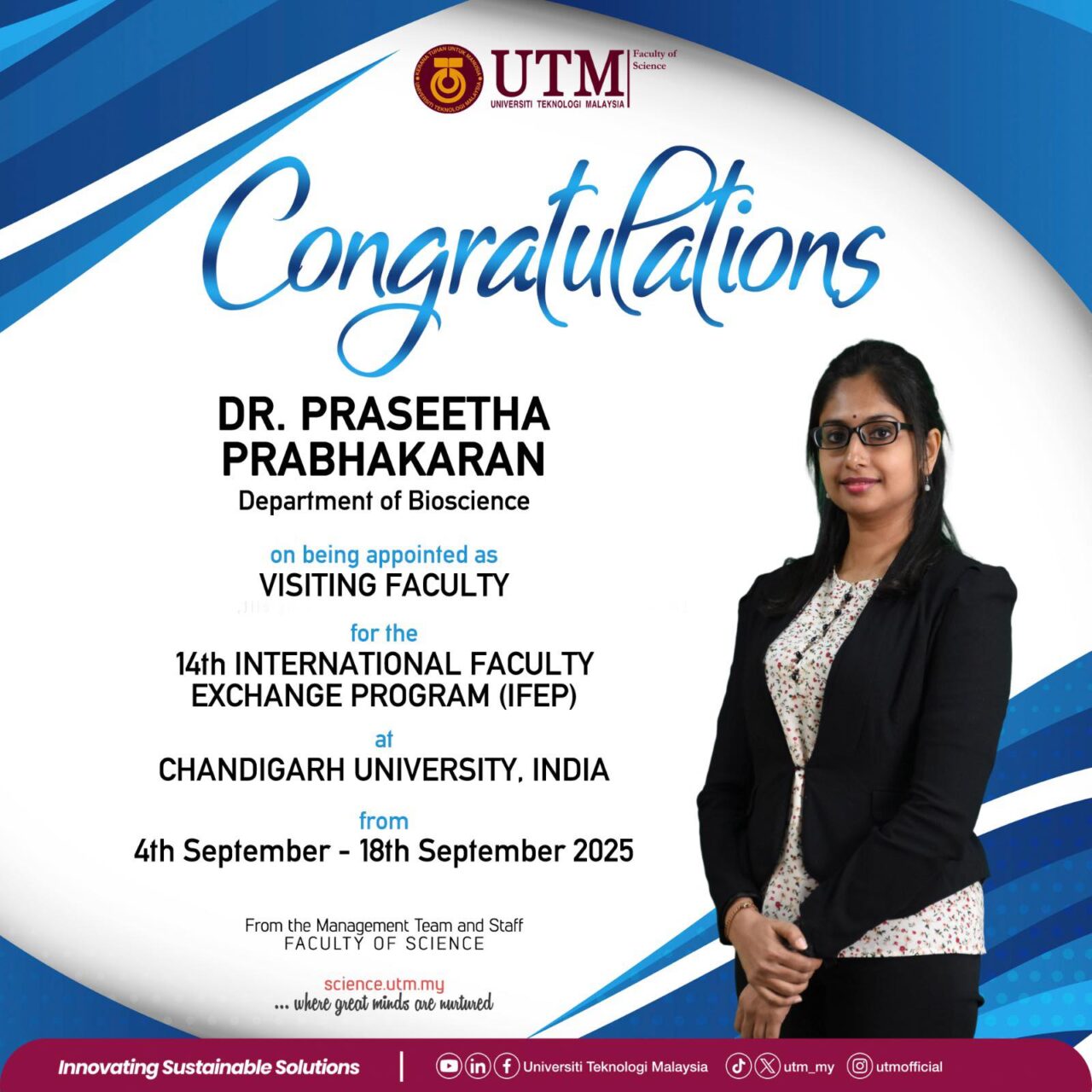 Dr. Praseetha Prabhakaran Appointed as Visiting Faculty for ...