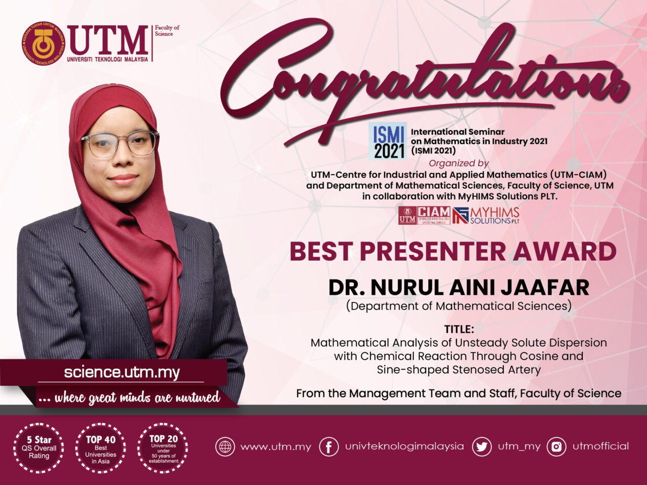 Congratulations Dr Nurul Aini Jaafar (Department of Mathematical ...