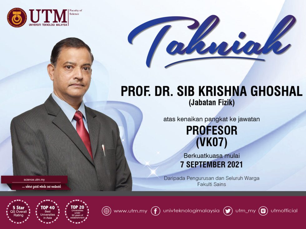 Congratulate Prof. Dr. Sib Krishna Ghoshal | Faculty of Science ...