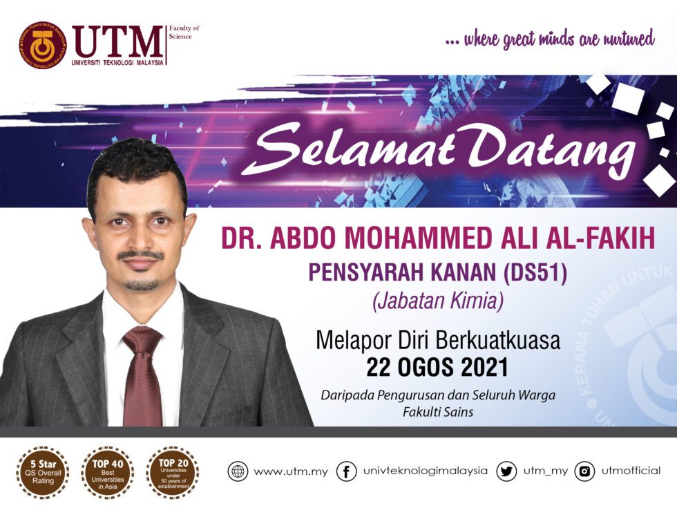 Welcome Dr. Abdo Mohamed Ali Al-Fakih | Faculty of Science, Universiti ...
