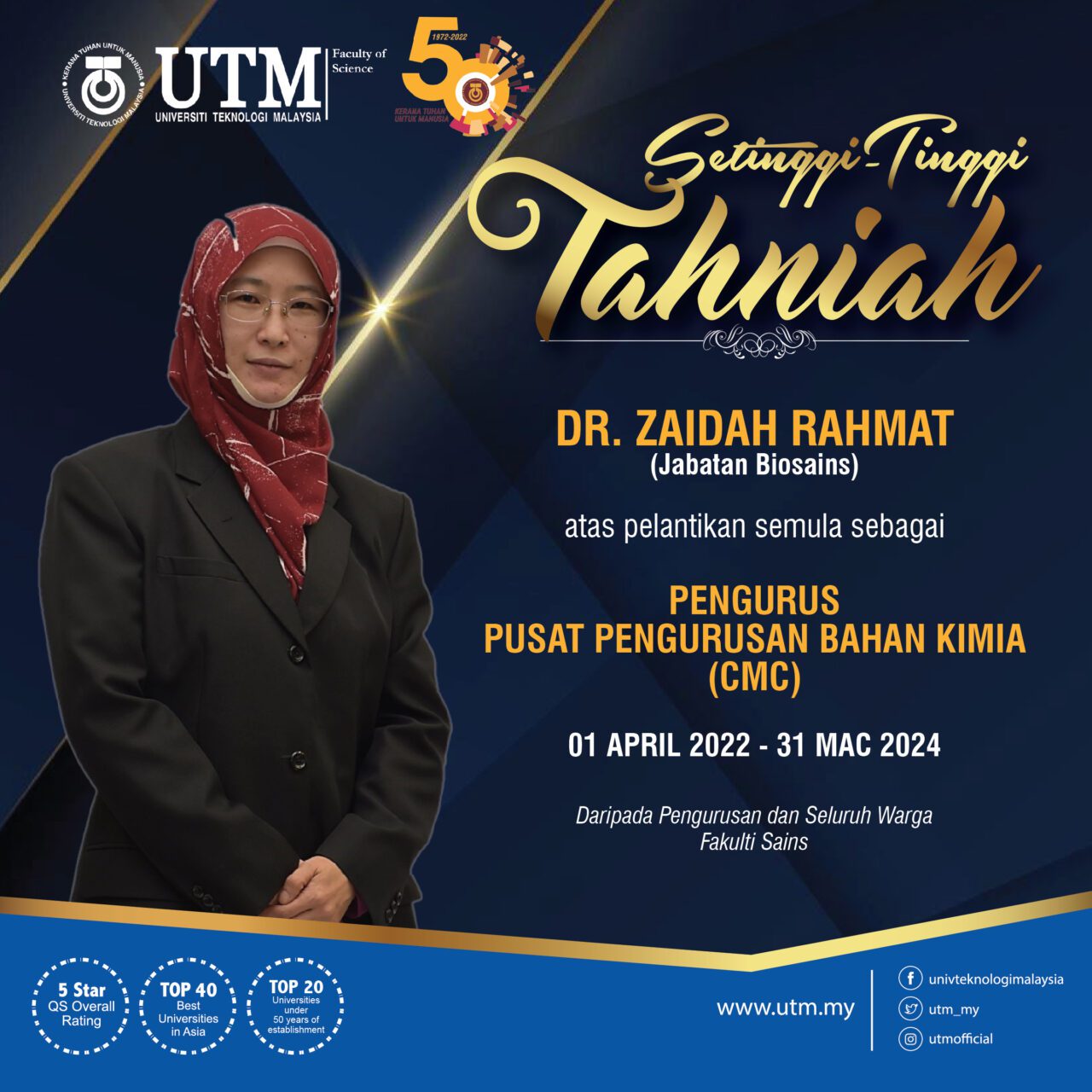 Congratulations to Dr. Zaidah Rahmat | Faculty of Science, Universiti ...
