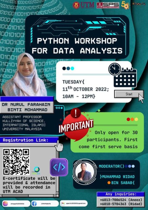 PYTHON WORKSHOP FOR DATA ANALYSIS | Faculty of Science, Universiti ...