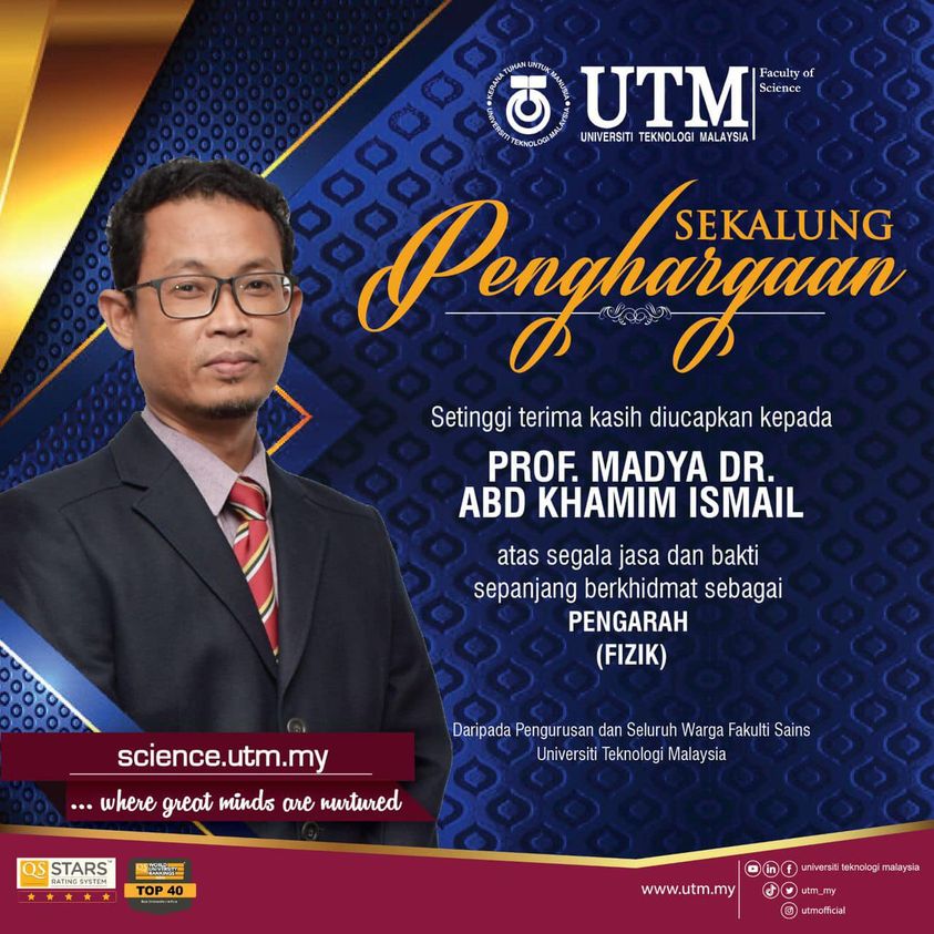 Sekalung Penghargaan Kepada Assoc. Prof. Dr. Abd Khamim Ismail | Faculty of Science, Universiti ...